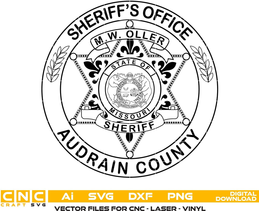 Audrain County Sheriff Badge SVG DXF – CNC & Laser Vector