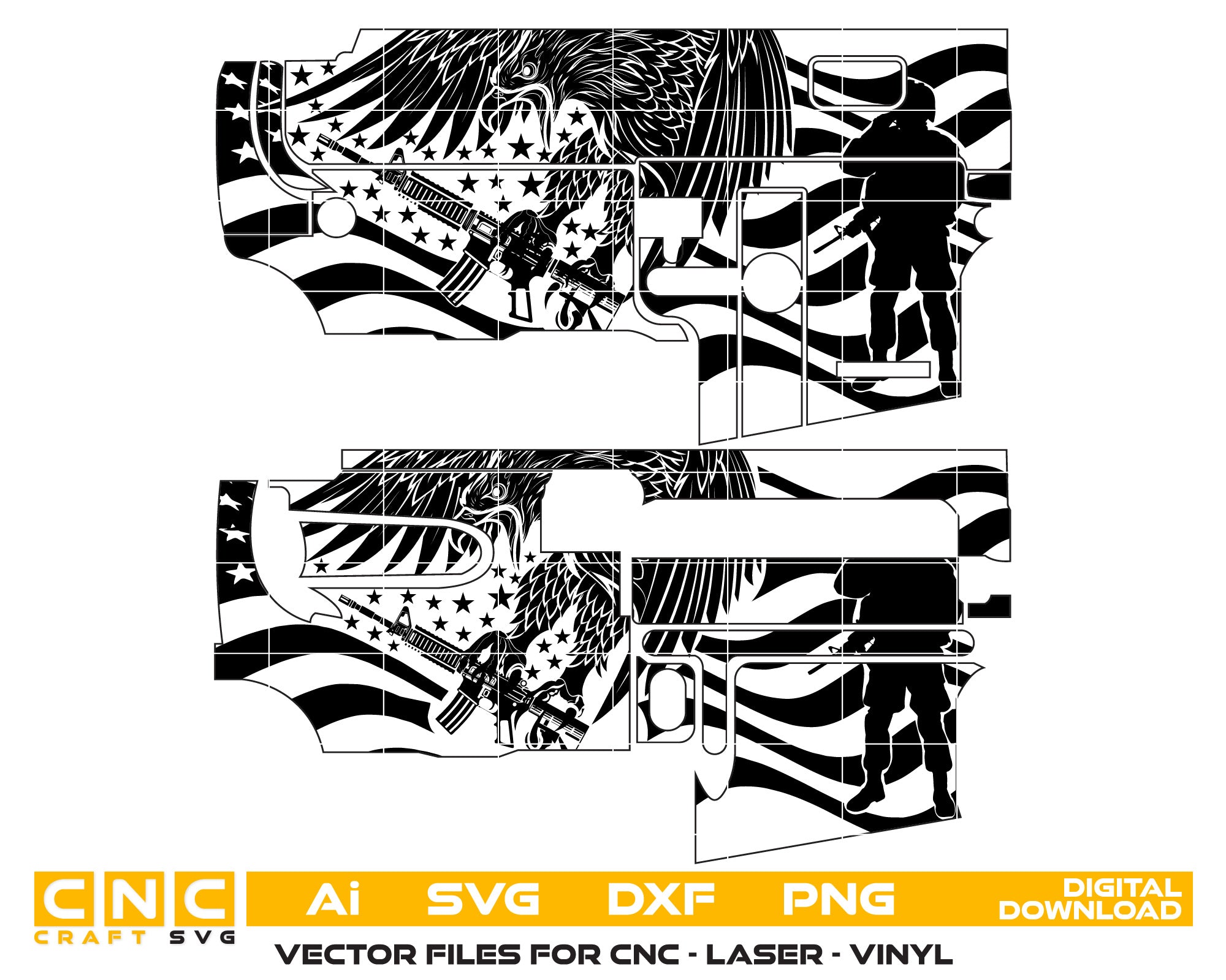 AR 15 Firearm Template, American Them, Design File