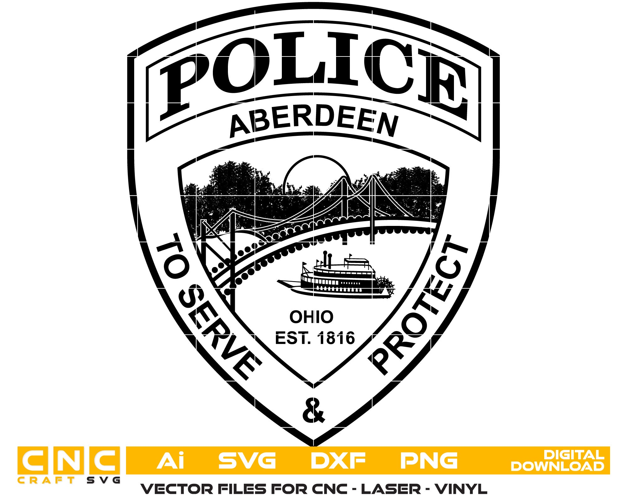 Aberdeen Police Badge Vector Art files are available in AI, SVG, DXF ...