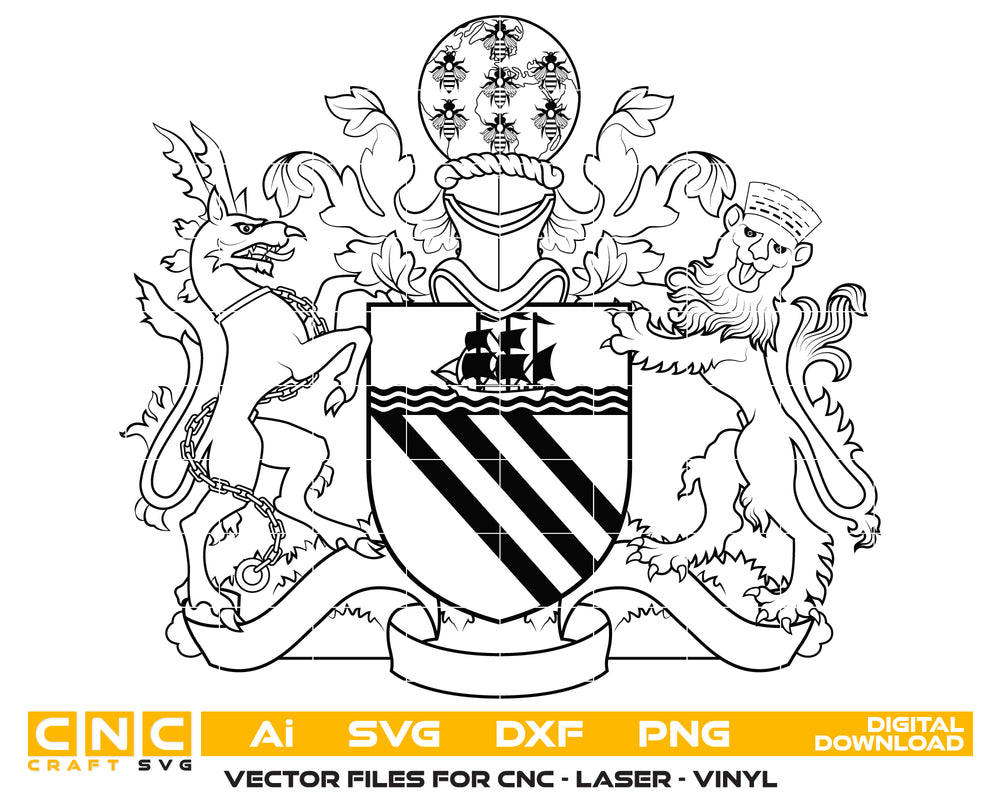 Arms of the City of Manchester Crest SVG, Manchester City Coat of Arms