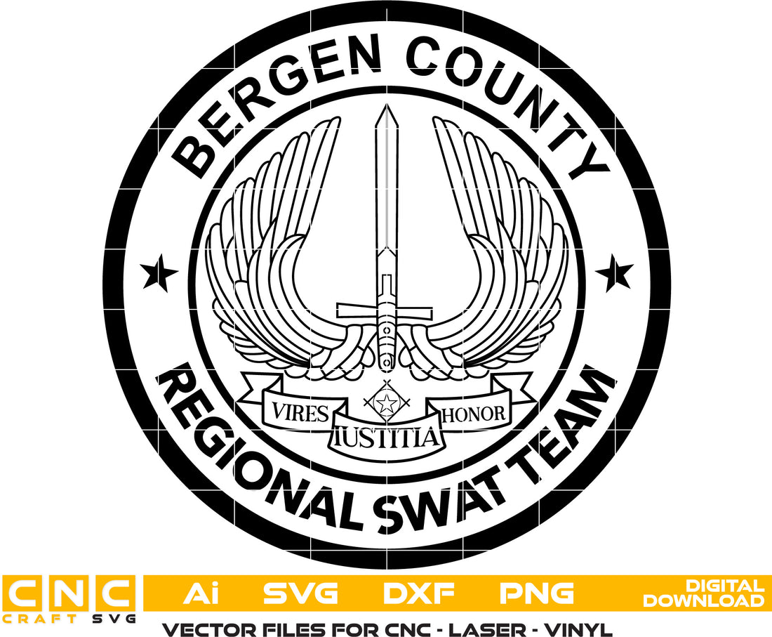 Bergen County Swat Team Badge Vector art Svg, Dxf, Jpg, Png