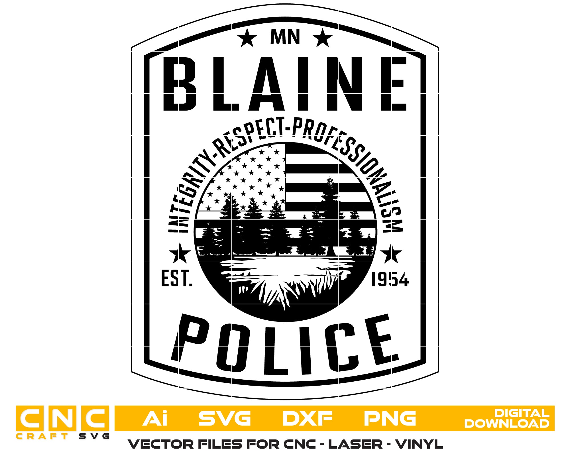 Blaine Police Officer Patch SVG, Law Enforcement Badge Vector File