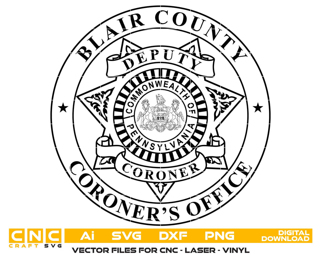 Blair County Deputy Coroner Badge SVG – Pennsylvania Official Emblem