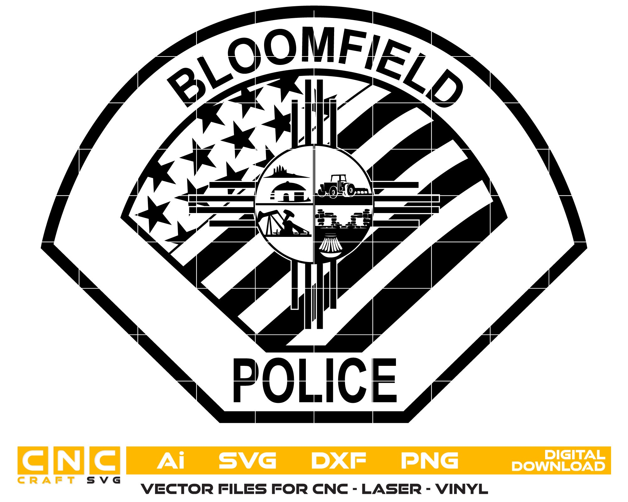 Bloomfield Police Department Patch SVG, Law Enforcement Patch Vector F