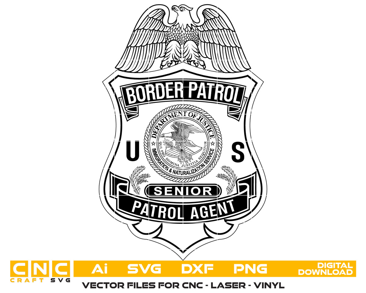 Border Patrol Agent Badge SVG - Digital Download
