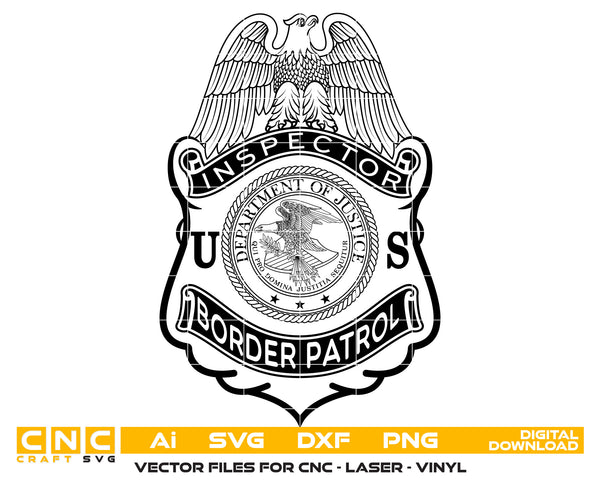 Border Patrol Inspector Badge Vector Art