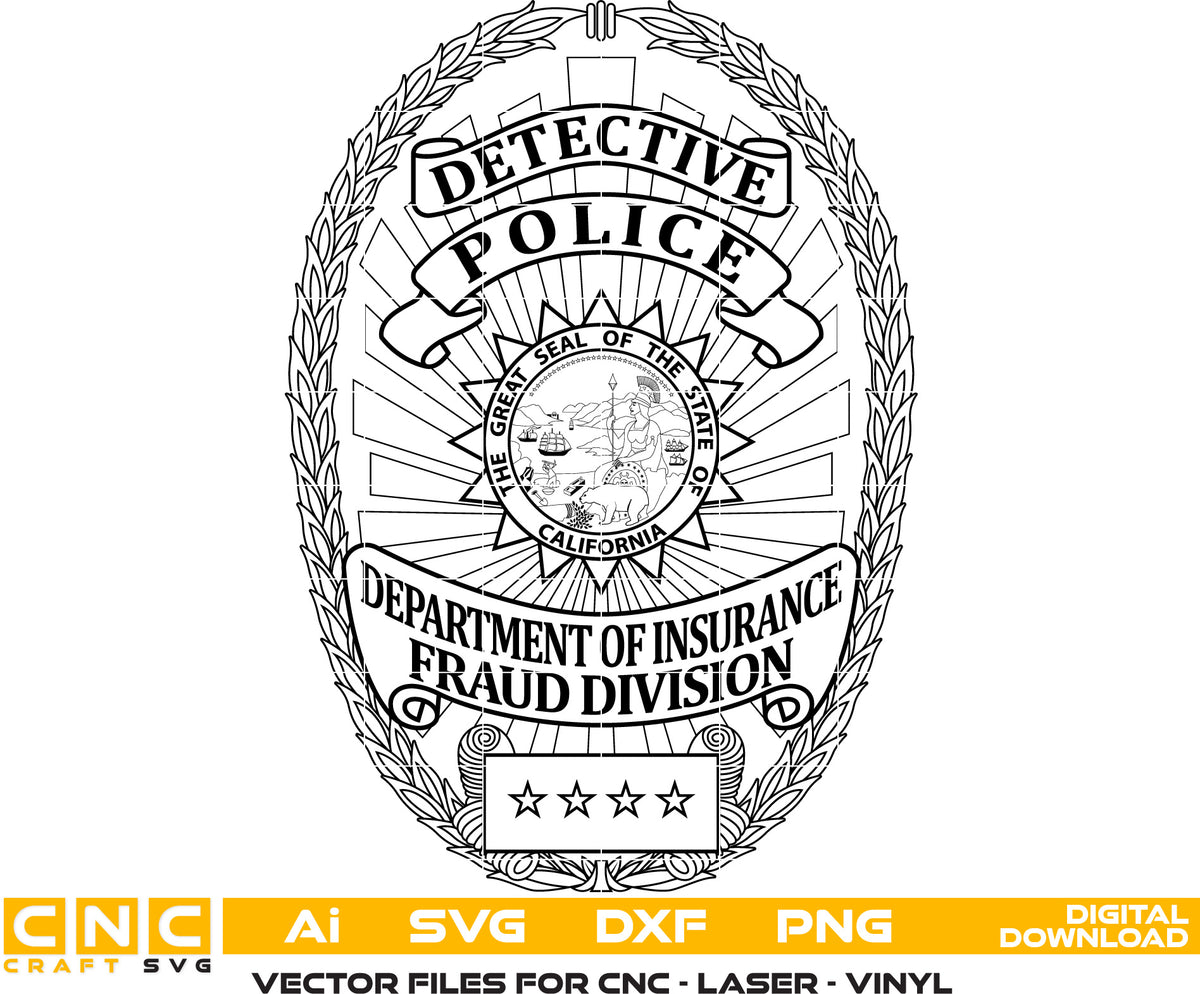 California Fraud Division Detective Police Badge SVG