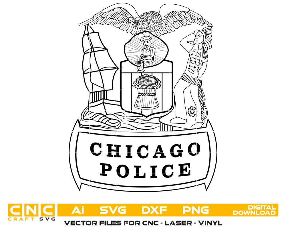 Chicago Police Hat Shield Svg