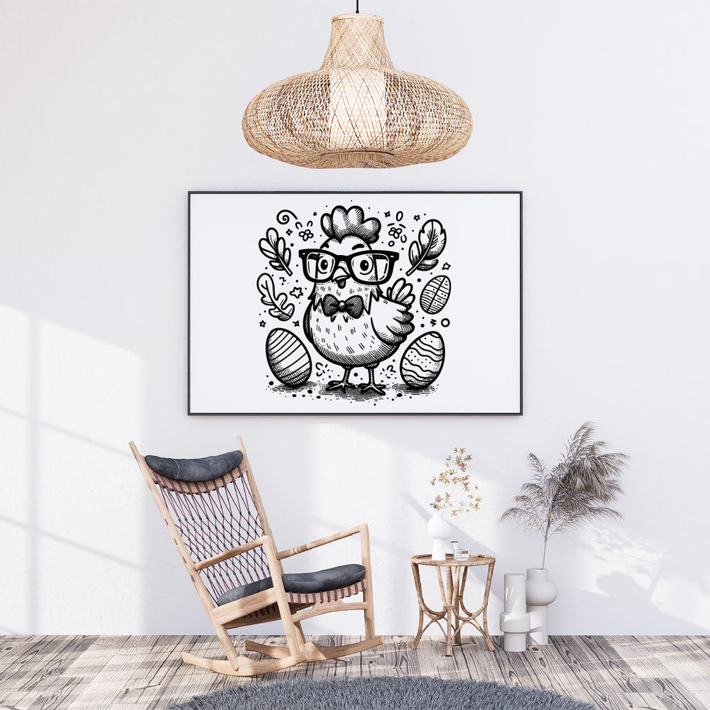 Chicken Line Art Vector – Farm Animal Digital Download