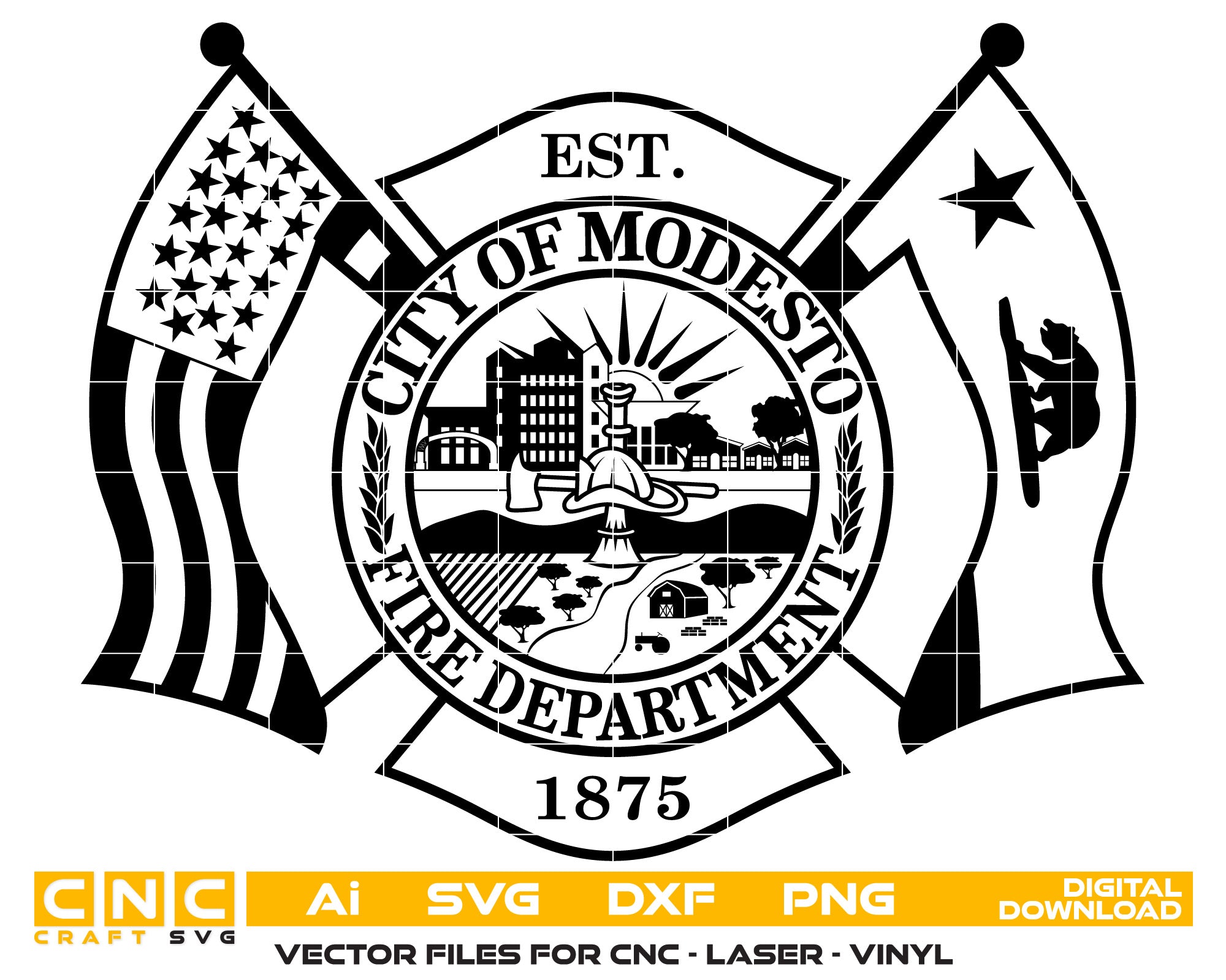 City Of Modesto Fire Department Badge