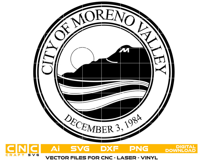 City Of Moreno Valley Seal Vector art Svg, Dxf, Jpg, Png, and Ai files