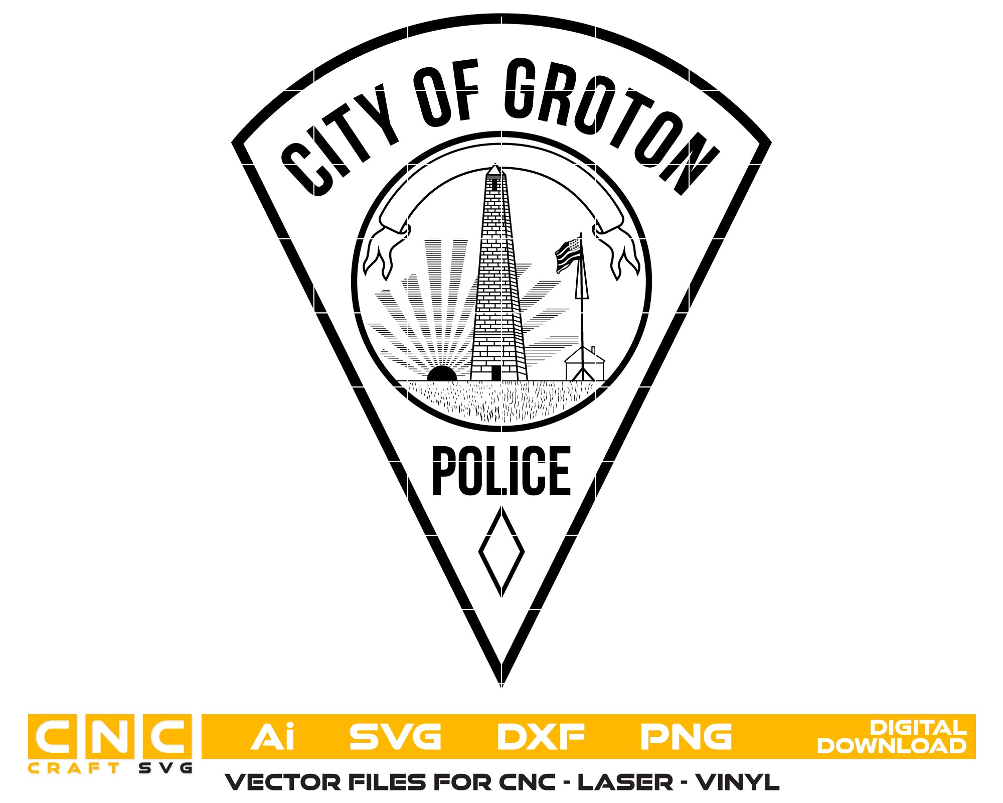 City of Groton Police Department 2nd Issue Shoulder Patch SVG, Connect