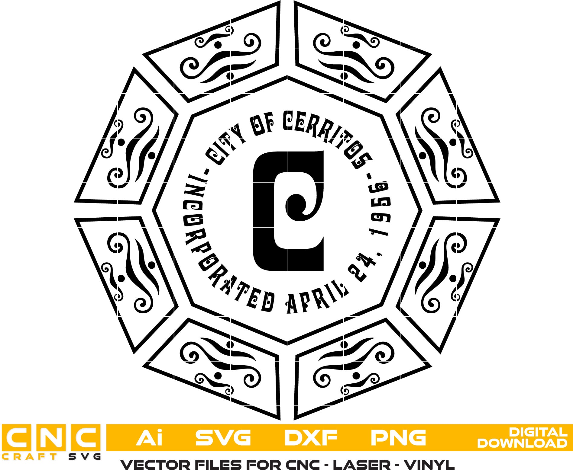 City of Cerritos Seal Vector art Svg, Dxf, Jpg, Png and Ai files