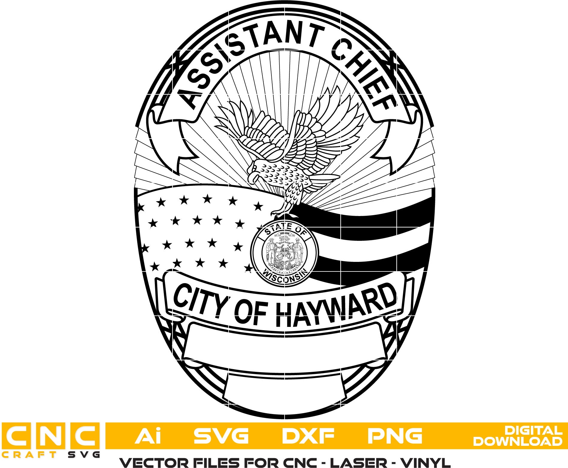 City of Hayward Police Assistant Chief, Wisconsin Police Badge Vector ...