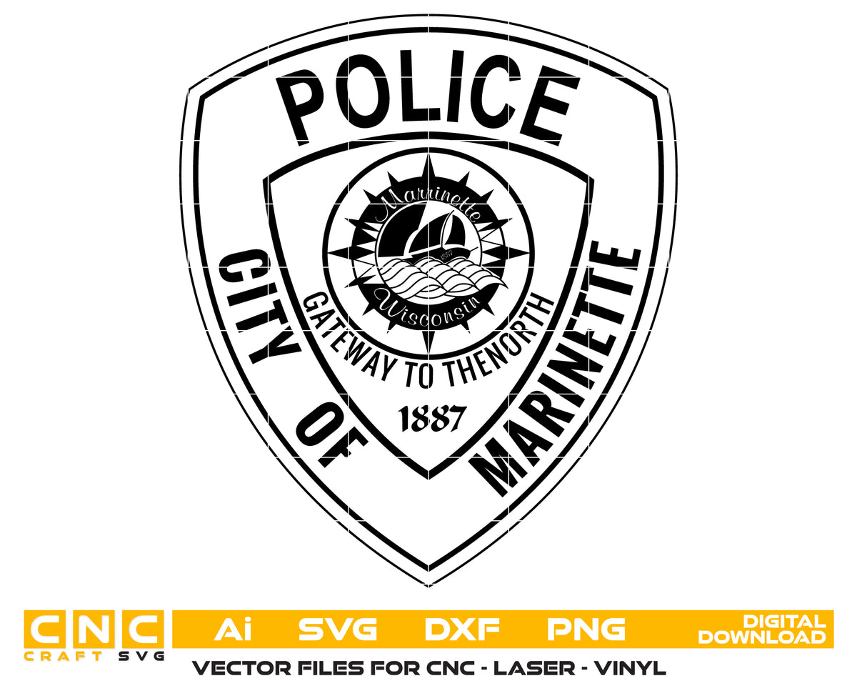 City of Marinette Police Logo SVG – Printable Badge Vector for Crafts