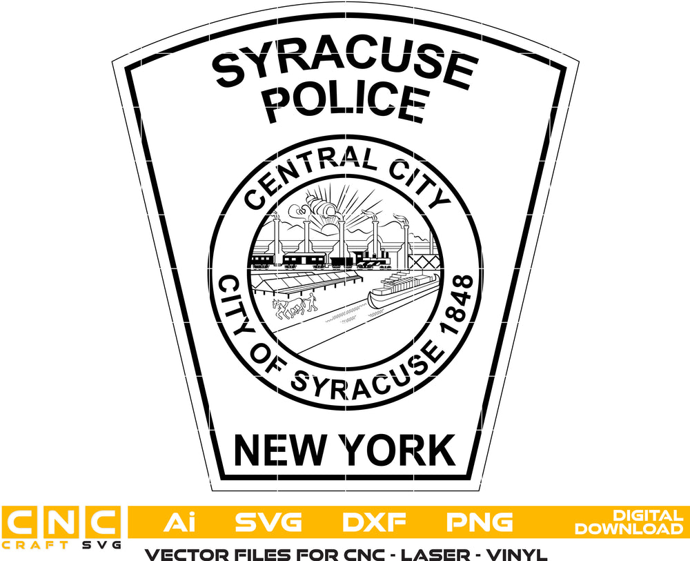 City of Syracuse Police Badge Vector Art, Ai,SVG, DXF, PNG, Digital Fi