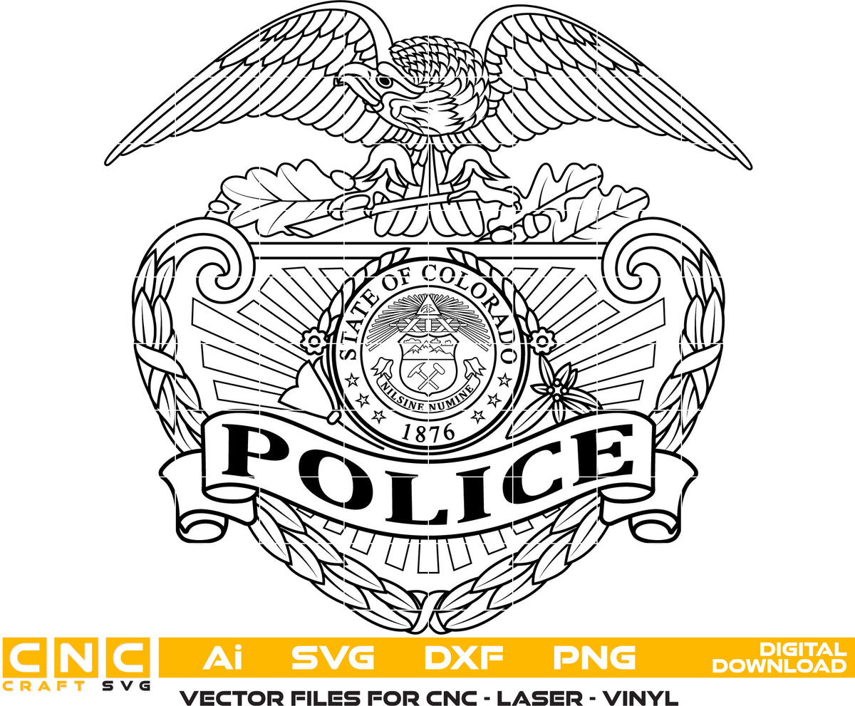 Colorado Police Badge Vector art Svg, Dxf, Jpg, Png, and Ai files For