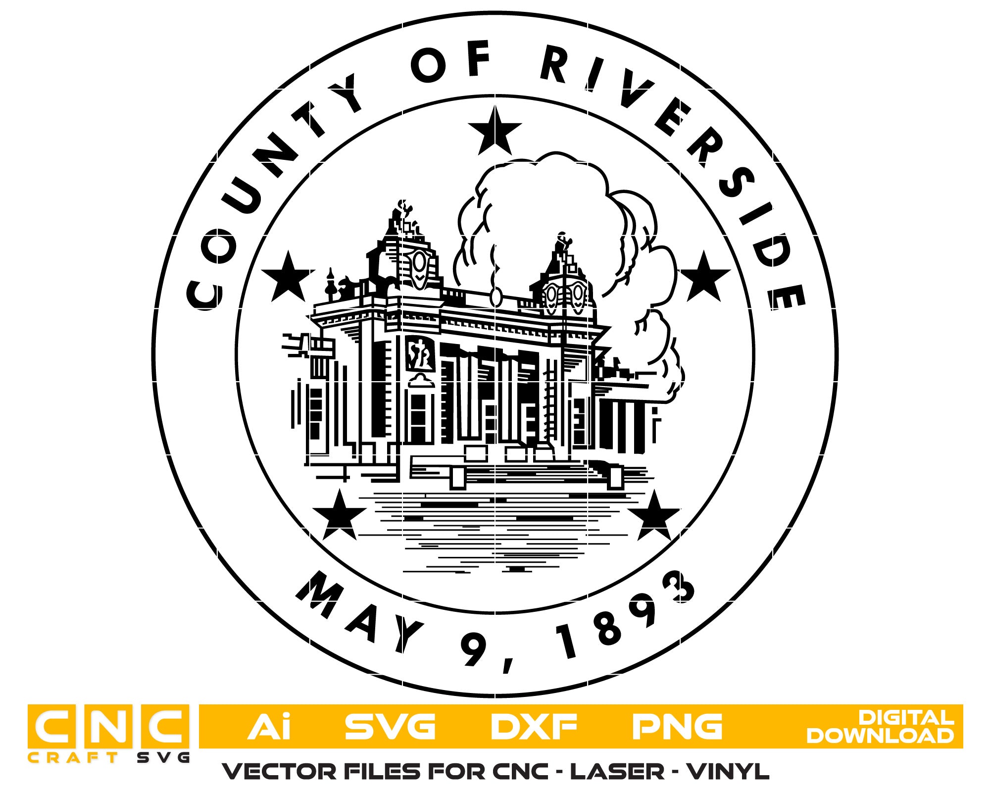 County Of Riverside Seal Vector art Svg, Dxf, Jpg, Png, and Ai files F