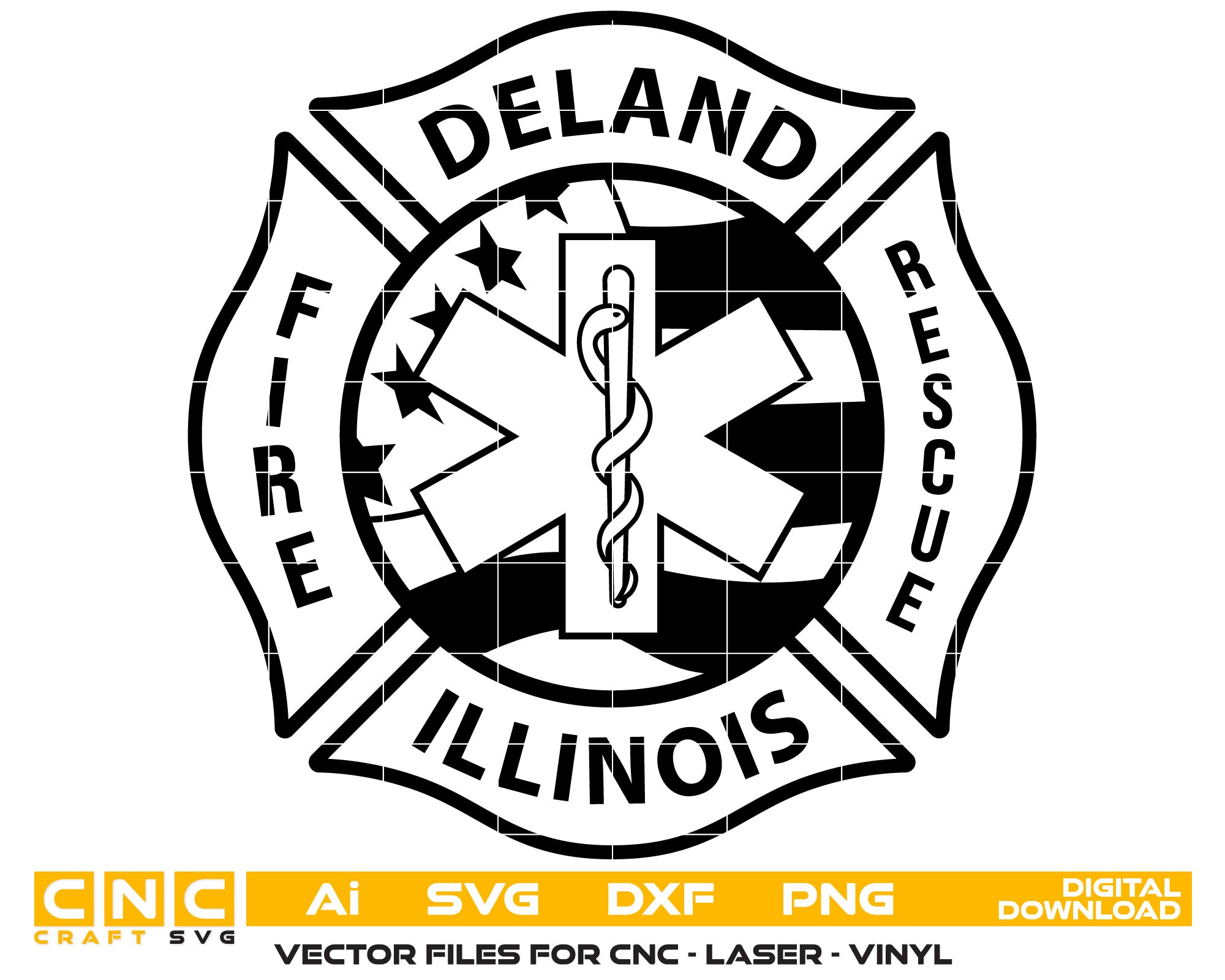 Deland Illinois Fire Rescue Badge