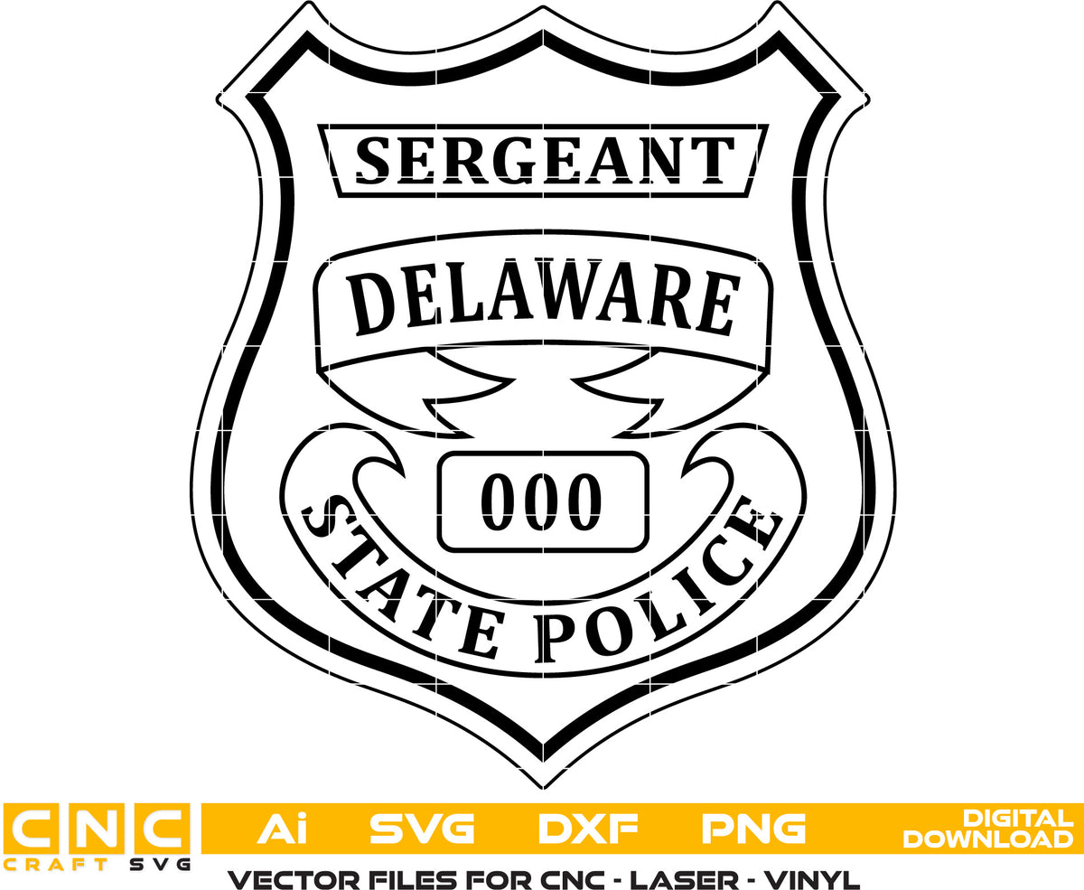 Delaware Police Sergeant Badge, Police Sergeant badge, Police Sergeant