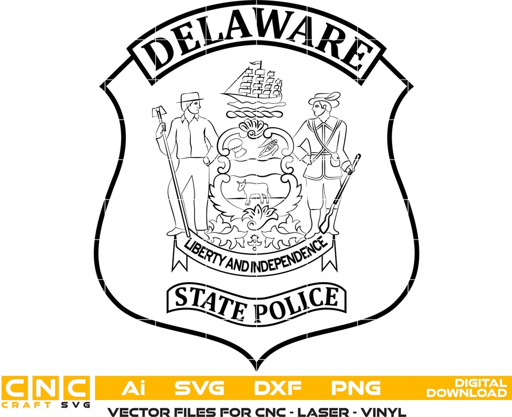 Delaware State Police Badge, Delaware vector art, Digital File
