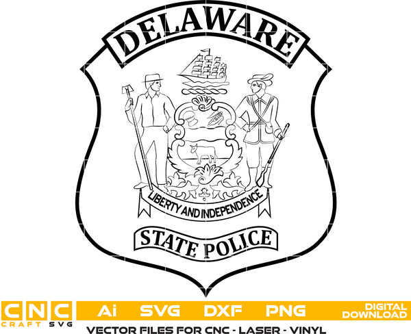 Delaware State Police Badge, Delaware vector art, Digital File