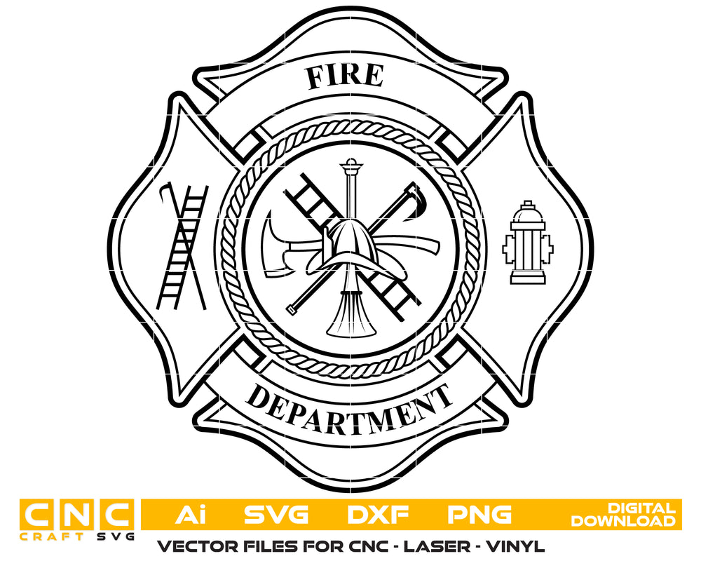 Fire Department Badge SVG | Firefighter Emblem Vector Digital Download