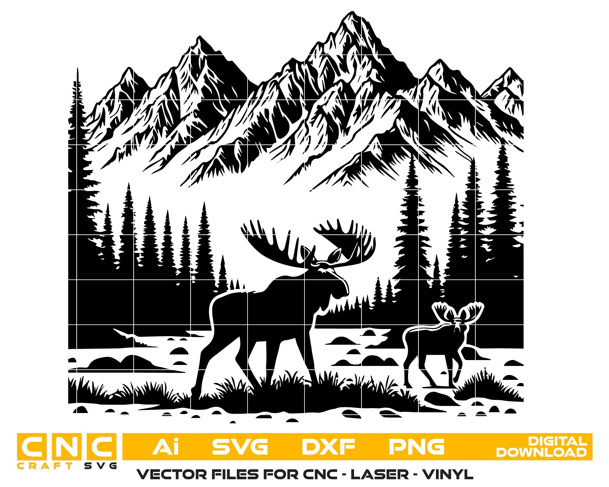 Forest Moose Pine Tree SVG