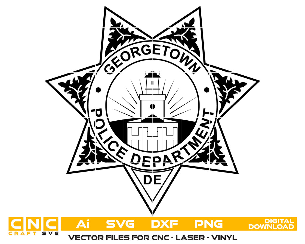 Georgetown Police Department Badge SVG, Law Enforcement Badge Vector F