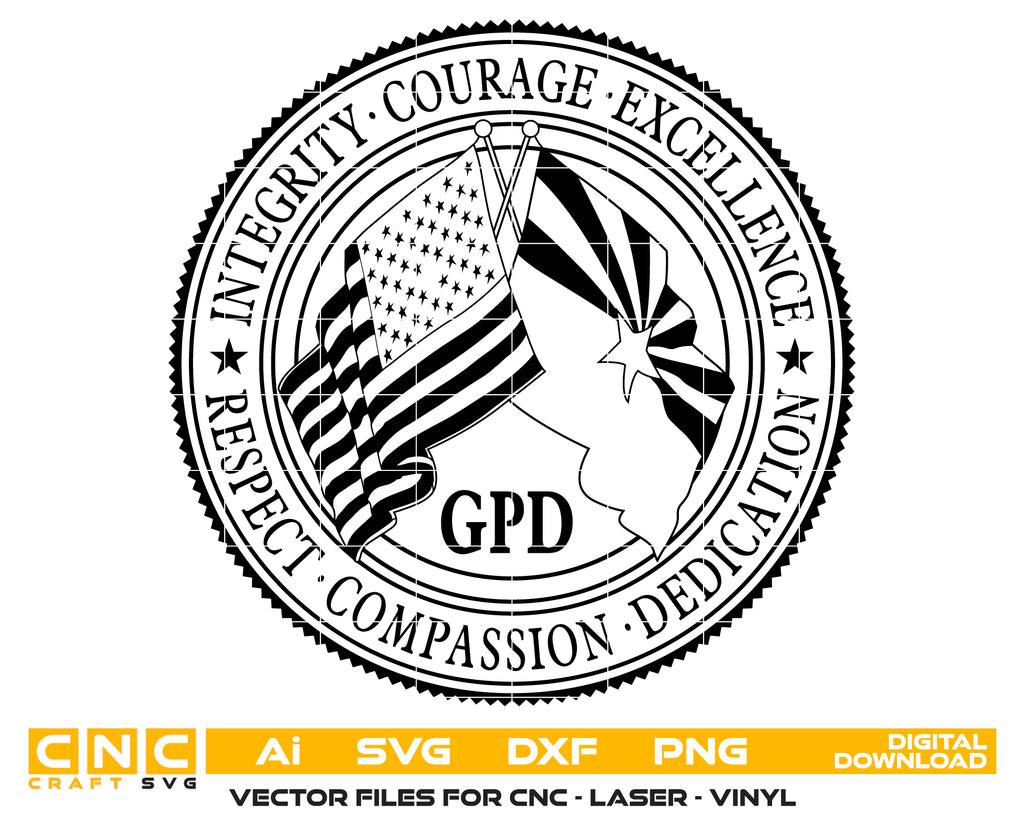 Glendale Police Department Logo SVG, Arizona Law Enforcement Logo Vect