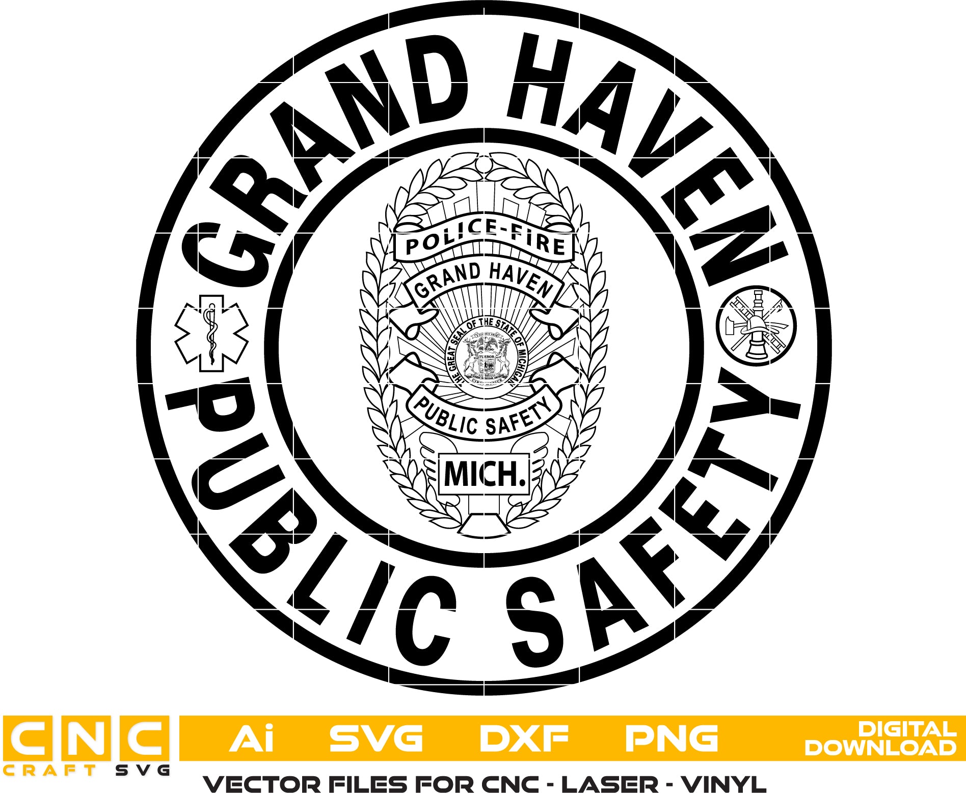 Grand Haven Public Safety Badge SVG