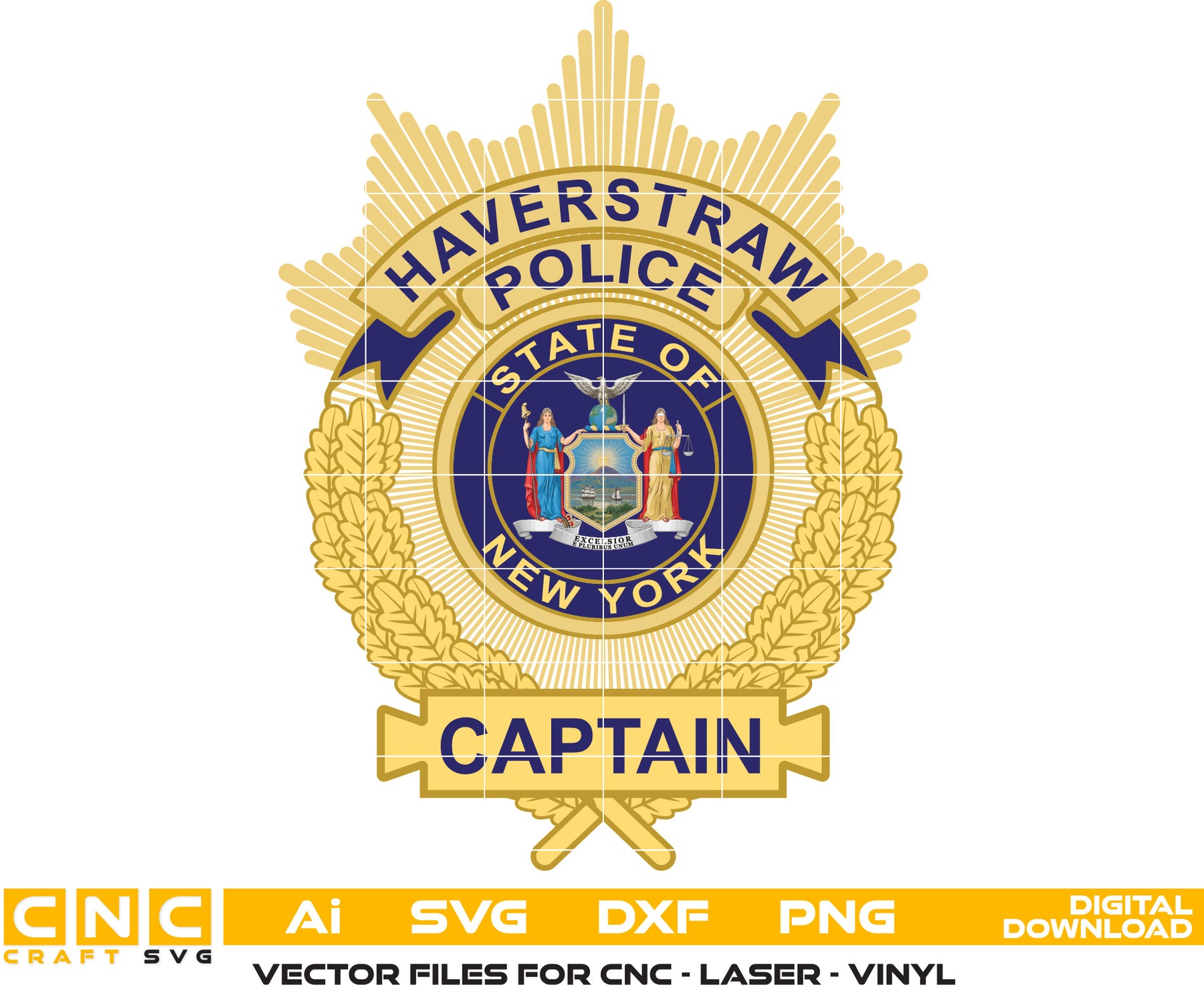 Haverstraw New York Police Captain Badge, New York Police badge, Polic