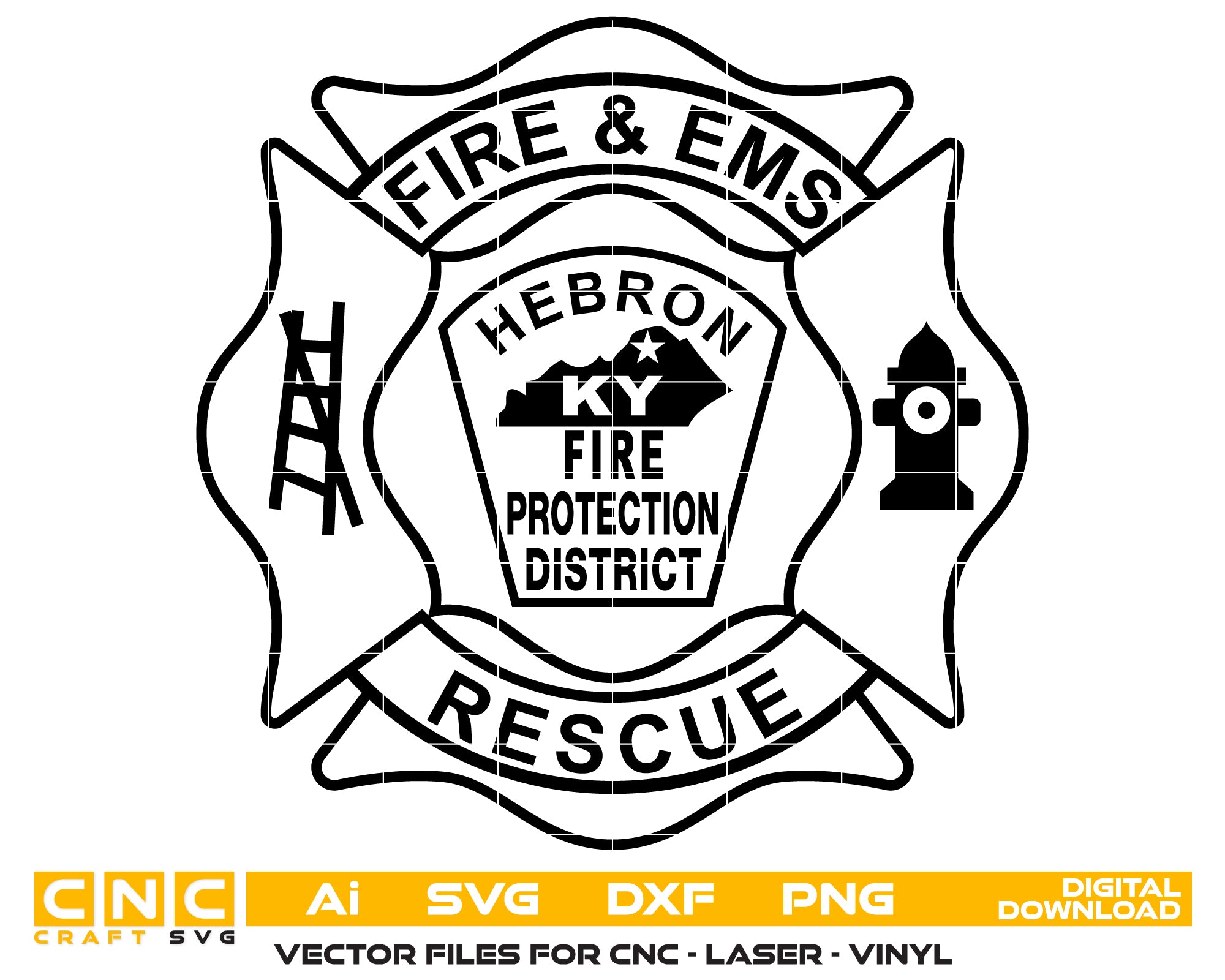 Hebron Fire Protection District Badge SVG, Firefighter Shield Emblem V