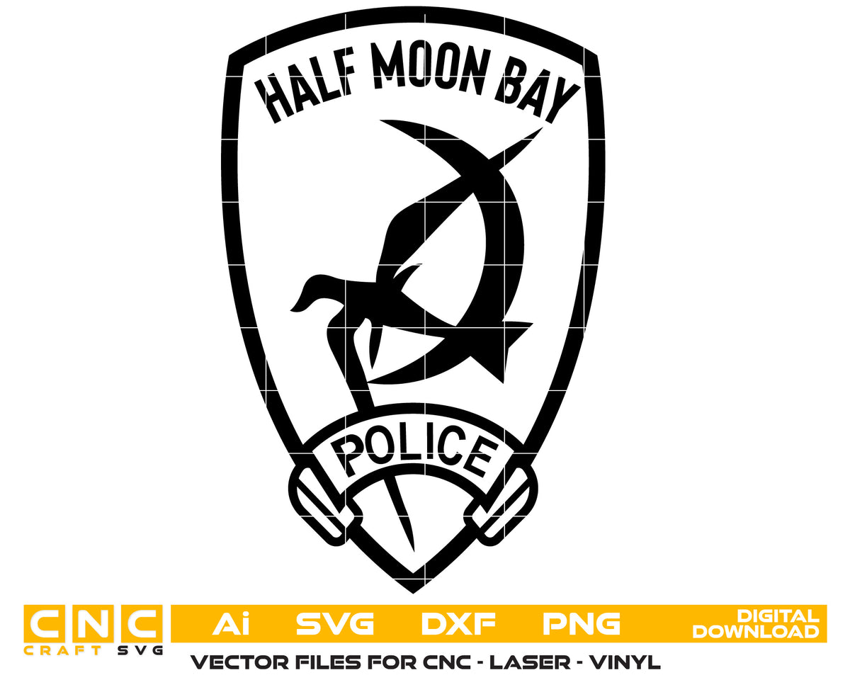 Helf Moon Bay Police Seal Vector art Svg, Dxf, Jpg, Png, and Ai files
