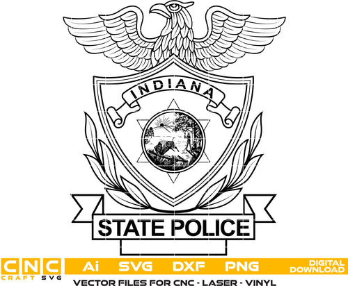 Indiana State Police Badge Vector Art | Laser Engraving Woodworking