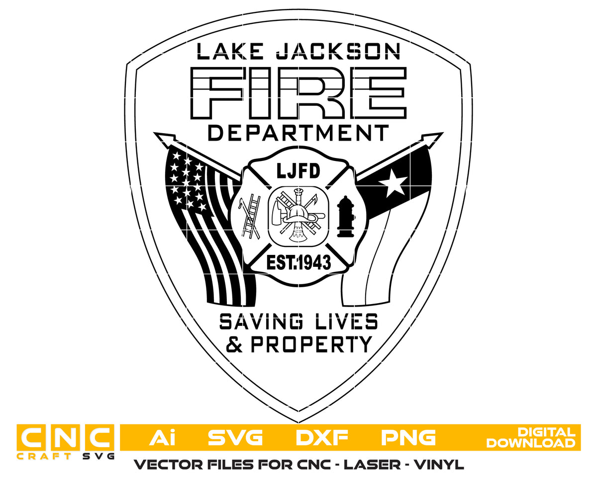 Lake Jackson Fire Department Logo Vector Art, Ai,SVG, DXF, PNG, Digita