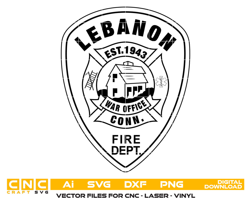 Lebanon War Office Fire Dept Patch SVG, Fire Department Patch Vector F