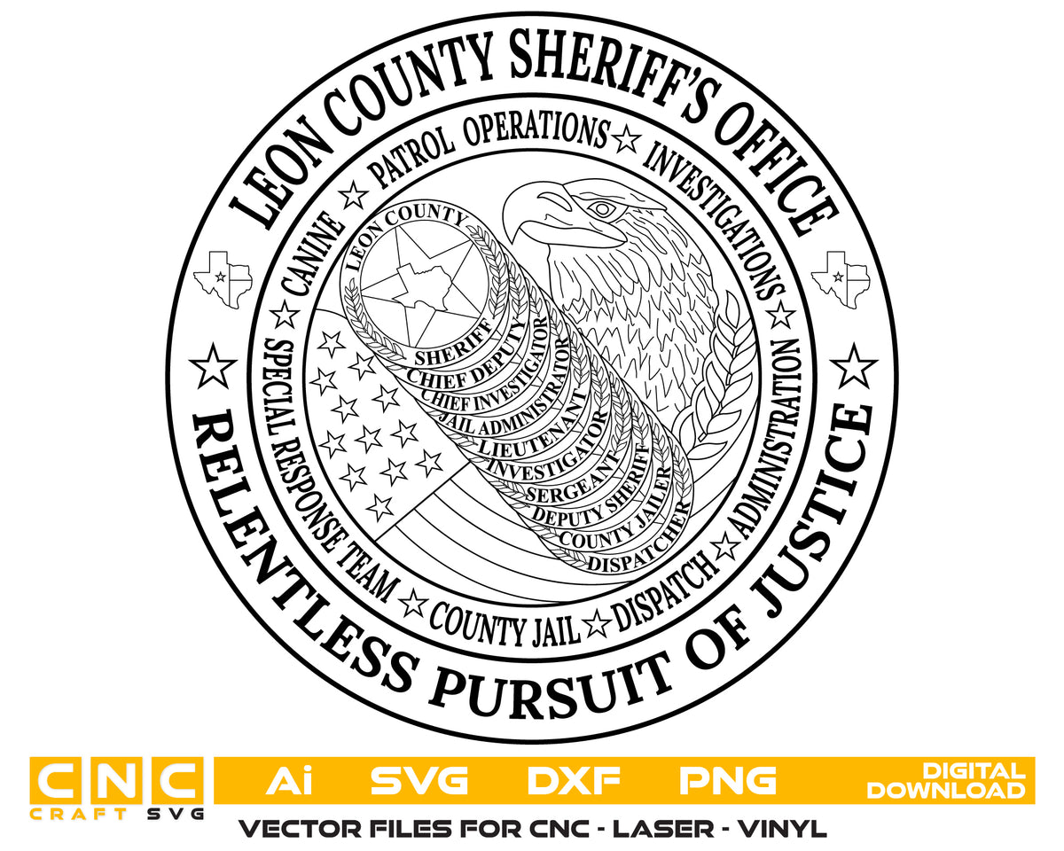 Leon County Sheriff Justice Seal Vector Art, Ai,SVG, DXF, PNG, Digital