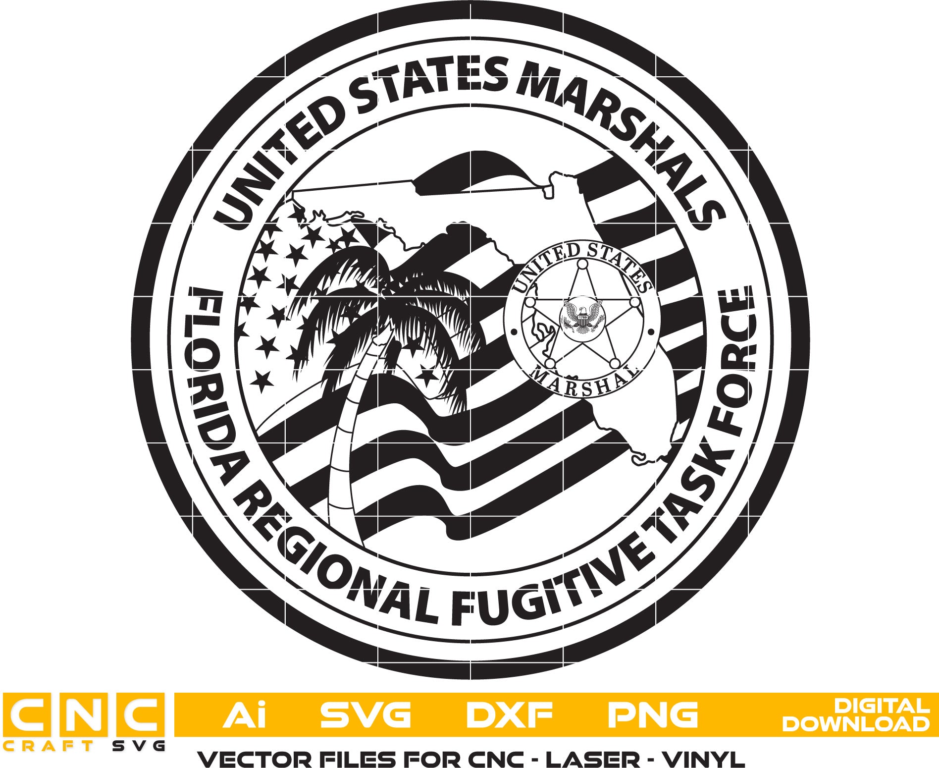 Marshals Florida Regional Fugitive Task Force Logo Vector Art, Ai,SVG,