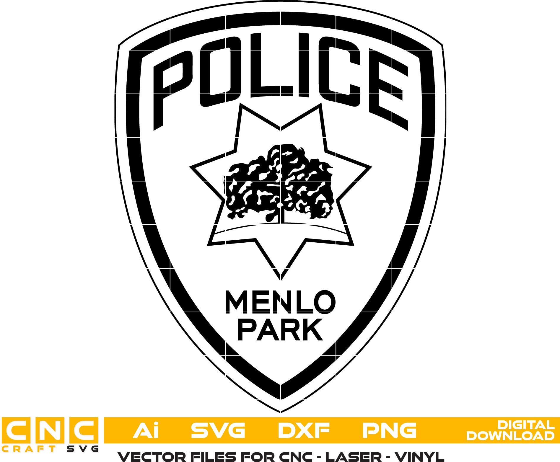 Menlo Park Police Badge Vector art Svg/ Dxf/ Jpg/ Png/ and Ai files Fo