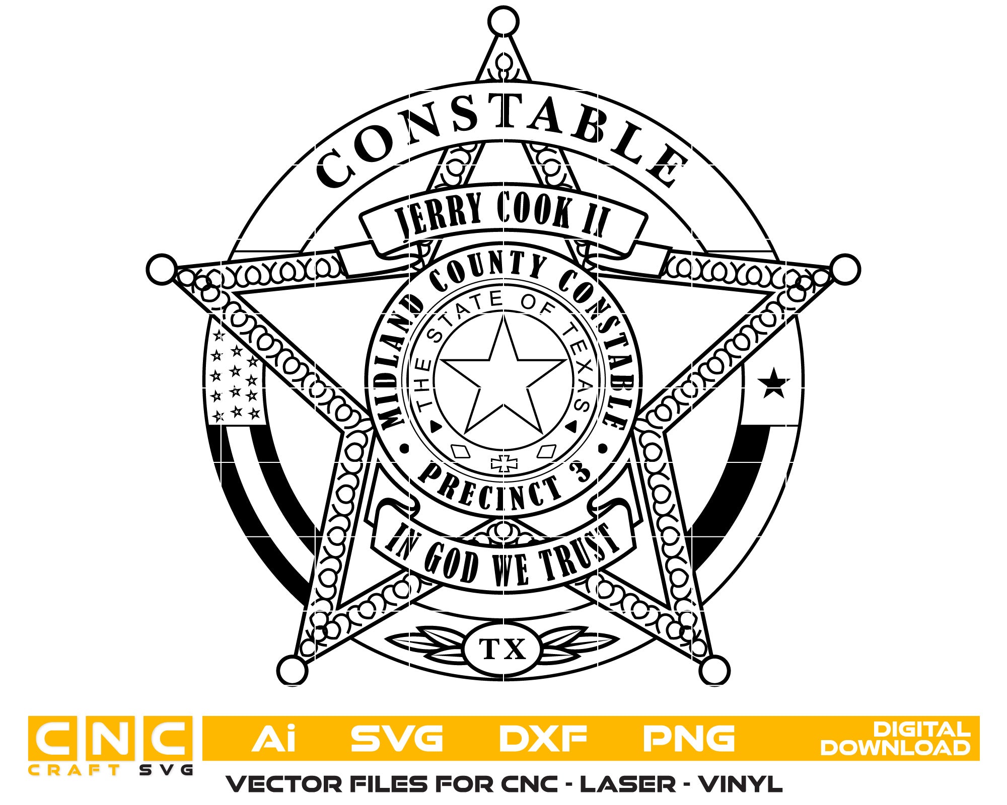 Midland County Constable Precinct 3 Badge SVG – High-Quality Vector Fi