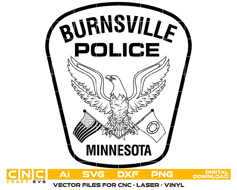 Police Badge, Minnesota Burnsville Police Badge for Laser engraving, w