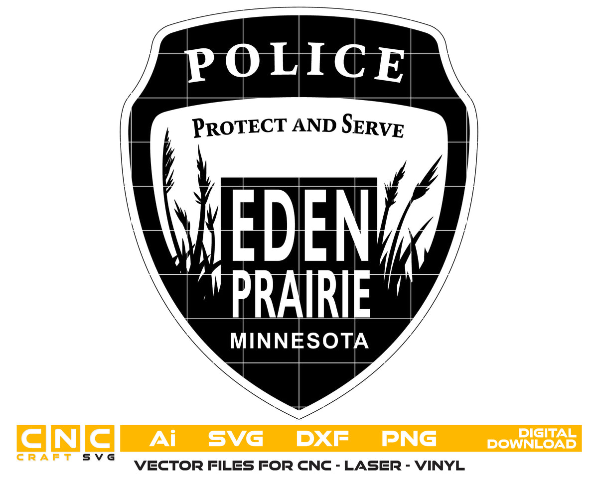 Minnesota Eden Prairie Police Badge Vector Art, Ai,SVG, DXF, PNG, Digi