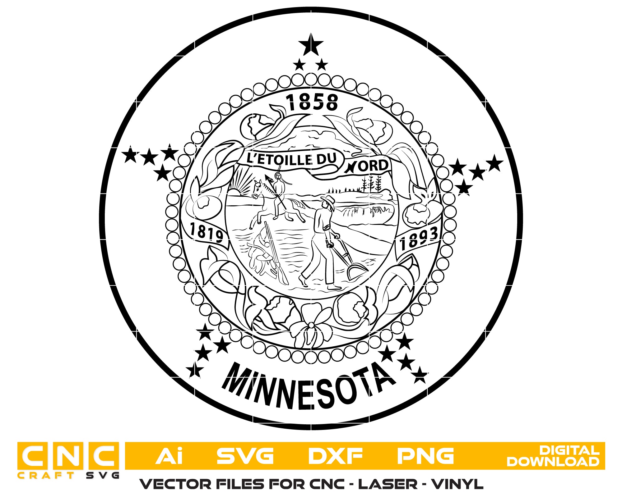 Minnesota State Flag Logo SVG – State Emblem Design