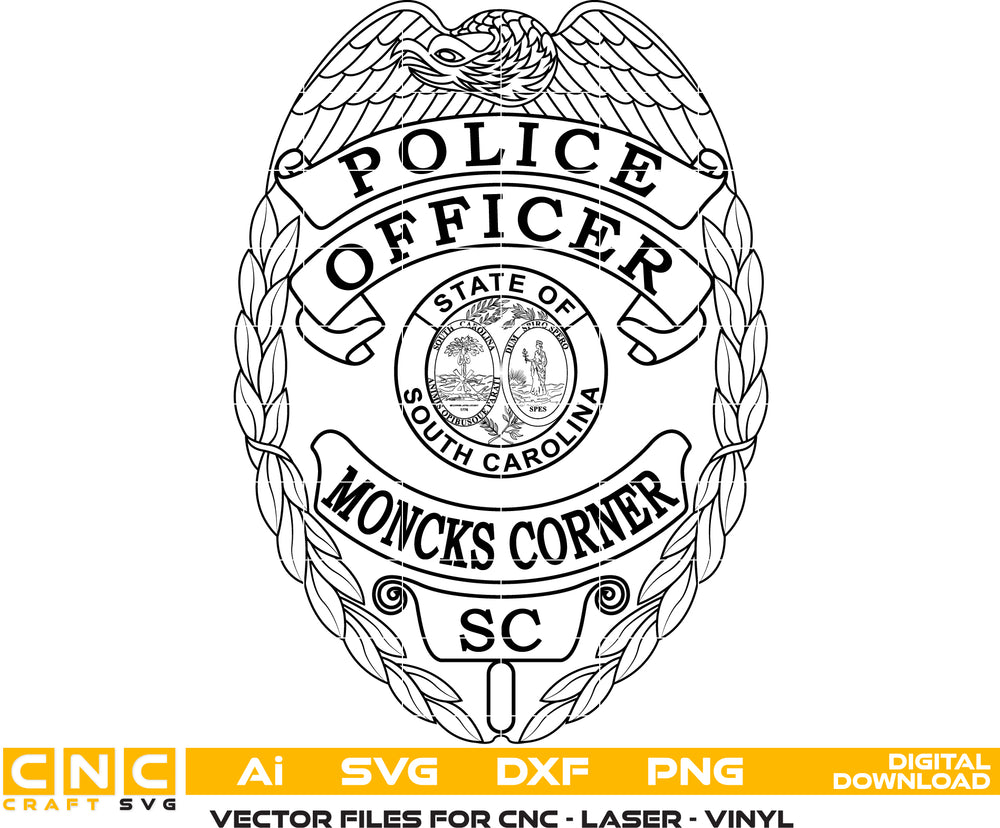 Moncks Corner Police Officer/ North Carolina Police Badge Vector art S