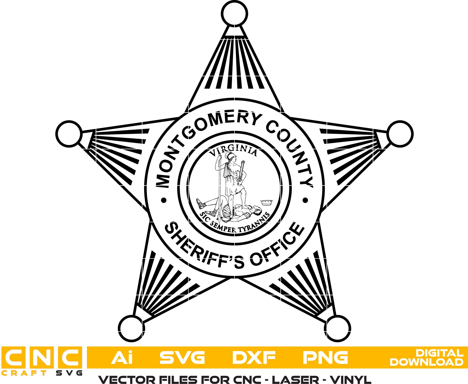 Montgomery County Sheriff Badge Vector art Svg, Dxf, Jpg, Png and Ai f