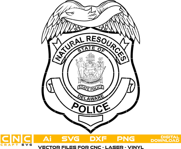 Natural Resources Police Badge, Delaware Police Badge Vector art Svg,