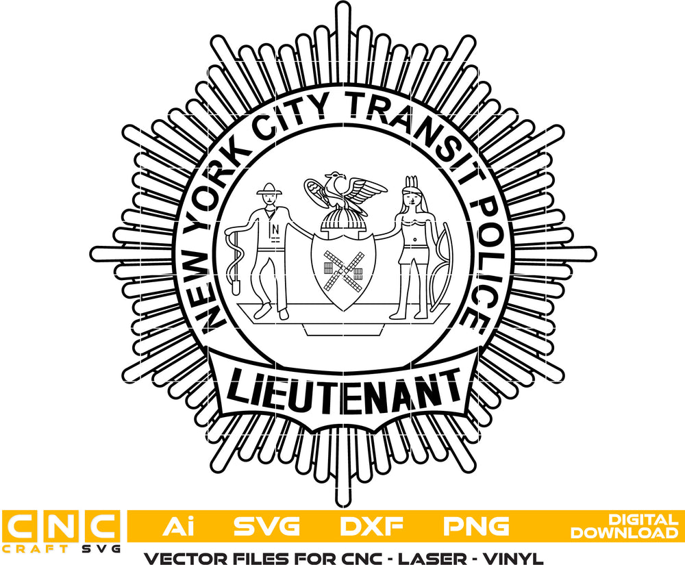 New York City Transit Police Lieutenant Badge, Police Badge svg