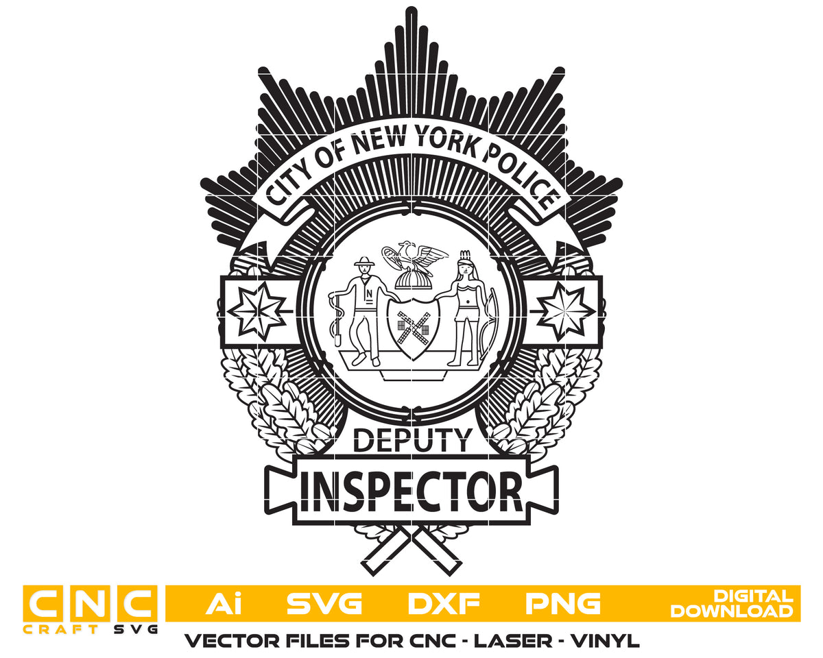 New Youk Police Deputy Inspector Badge Vector Art, Ai,SVG, DXF, PNG, D