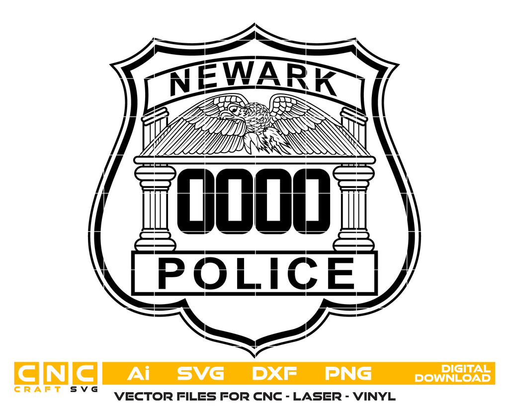 Newark Police Badge SVG, New Jersey Law Enforcement Badge Vector File